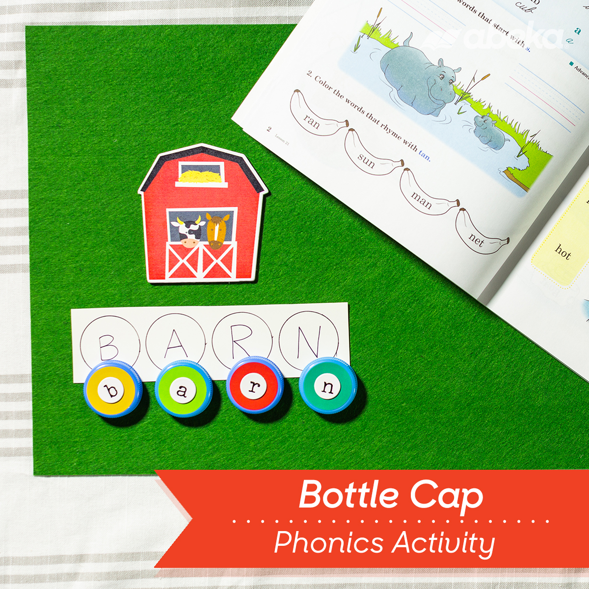 Bottle Cap Spelling Activity - Abeka