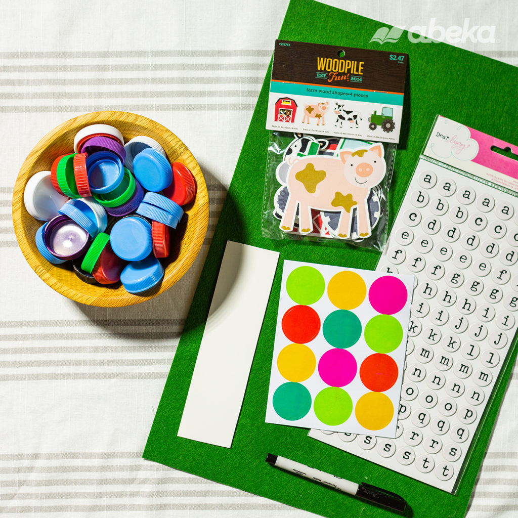 Bottle Cap Spelling Activity - Abeka