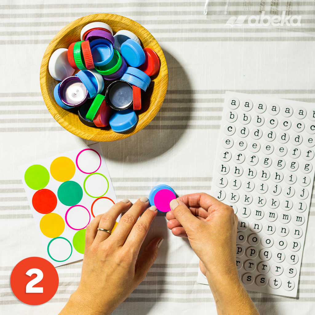 Bottle Cap Spelling Activity - Abeka