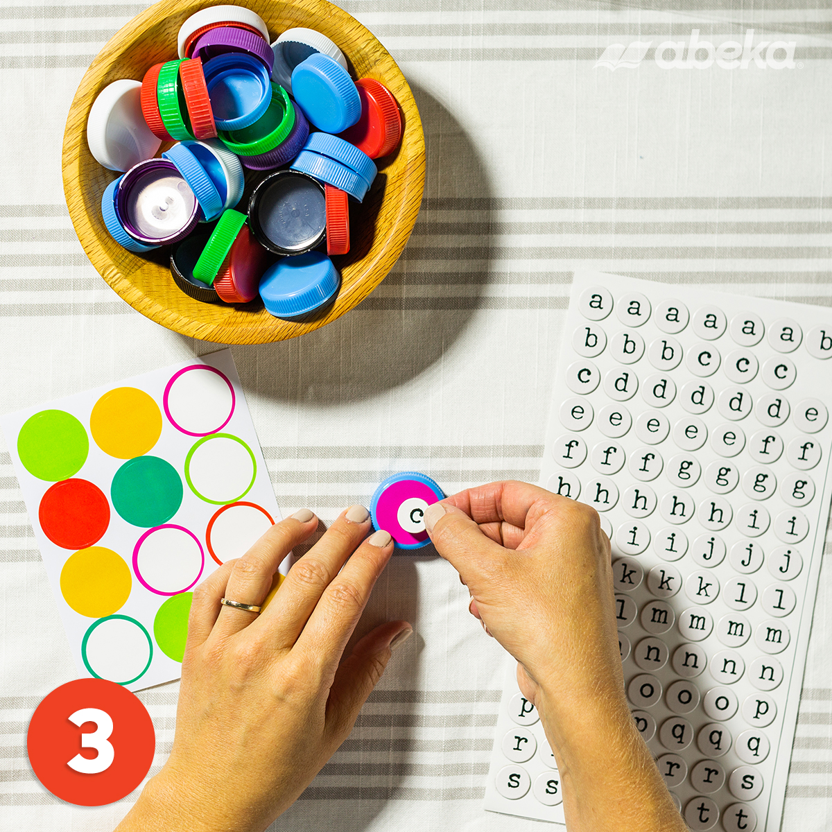 Bottle Cap Spelling Activity - Abeka