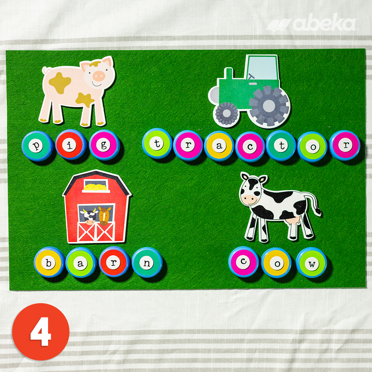 Bottle Cap Spelling Activity - Abeka